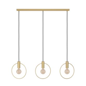 Eglo Pendelleuchte Manizales, 3 flammige H&auml;ngelampe minimalistisch, elegant, H&auml;ngeleuchte aus Metall in Messing, Esstischlampe, Wohnzimmerlampe h&auml;ngend mit