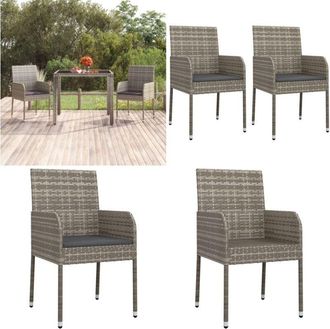 vidaXL Vidaxl - Gartenst&uuml;hle mit Kissen 2 Stk. Poly Rattan Grau - Gartenst&uuml;hle - Outdoor M&ouml;bel - Rattan Gartenm&ouml;bel - Gartenm&ouml;bel Set - Balkonm&ouml;bel - Home &