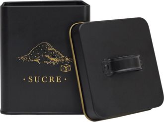 HowHomely | Vorratsdose Metall schwarz gold - Zuckerdose Aufbewahrungsdose f&uuml;r Lebensmittel, Kaffeedose K&uuml;che, dekorative Dose