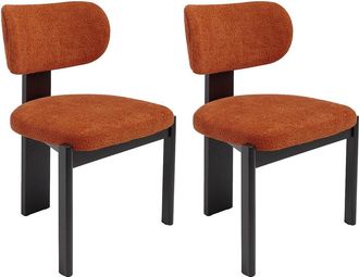 Vente-Unique Stuhl 2er-Set - Boucl&eacute;-Stoff & Kautschukholz - Schwarz & Terracotta - WILANA
