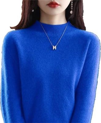 Generic Pull en cachemire pour femme, 100 % cachemire, manches longues, col rond, doux et chaud, pull en tricot tendance, grande taille, Grue, XXL