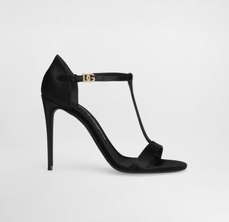 Dolce & Gabbana T-steg-sandalette Aus Satin - Frau Sandalen Und Wedges Schwarz Viskose 35.5