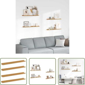 vidaXL Wandregal Beige - Wandregal mit Regal 4 pcs Beige 80 x 9 x 3 cm Holzwerkstoff