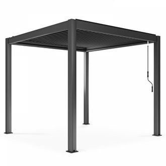 Oviala Pergola bioclimatique autoport&eacute;e gris 3 x 3 x 2.5 m