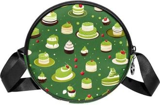 Generic Sac &agrave; bandouli&egrave;re Circle pour femme, petit sac &agrave; bandouli&egrave;re vert avec fermeture &eacute;clair, bretelles r&eacute;glables, sac &agrave; main rond d&eacute;contract&eacute; pour femmes 