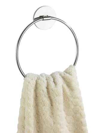 WENKO Turbo-Loc Wand Handtuchring - Befestigen ohne bohren, Stahl, 17 x 19.5 x 1.5 cm, Chrom