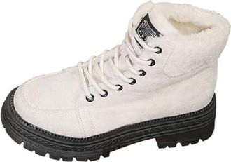 Generic Bottines Femme dHiver Lacets Doublure En Peluche Chaude R&eacute;tro Bottes Courtes Plates Semelle Antid&eacute;rapant Chaussures de Marche L&eacute;g&egrave;res Confortables Fem