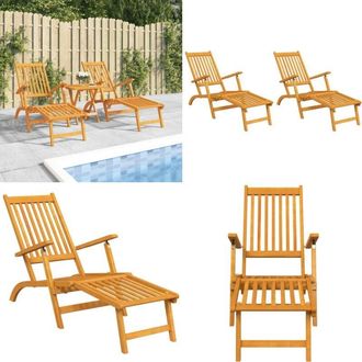 vidaXL Gartenliegen mit Fu&szlig;teil 2 Stk. Massivholz Akazie - Gartensaison - Gartenm&ouml;bel - Liegefl&auml;che - Holzliege - Akasieholzm&ouml;bel - Home & Living