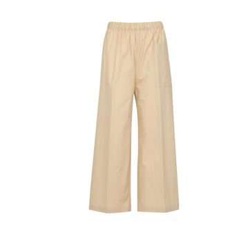 Erika Cavallini Semi Couture Weite Baumwollhose Sand - - Trousers - Damen - Beige - L
