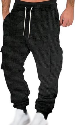 Generic Pantalon de jogging jacquard pour homme - Coupe ample - Motif losange rayé - Cordon de serrage - Pantalon de survêtement dété fin et respirant - Vêtem
