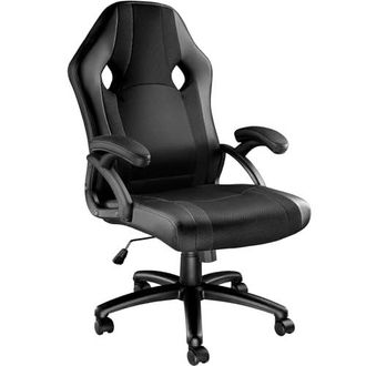 TecTake TecTake Chaise de Bureau Fauteuil si&egrave;ge Racing Sport Tissu - diverses Couleurs au Choix - (Noir-Noir | No. 403492)