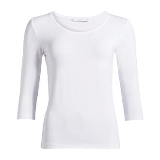 2-Biz Chemisier Blanc &agrave; Col Rond et Manches Courtes - Femme - Tops - Blanc - Taille: 44 FR