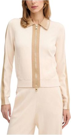 Elisabetta Franchi Femme, Pulls, Beige, Taille: 38 FR Cardigan zipp&eacute;