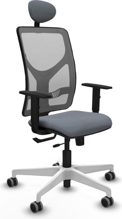 Piqueras y Crespo Grauer Schreibtischstuhl mit 1D-Armlehnen, h&ouml;henverstellbarer Lendenwirbelst&uuml;tze und festem Kopfteil, ausgestattet mit Syncro/Traslack und Schneidesch