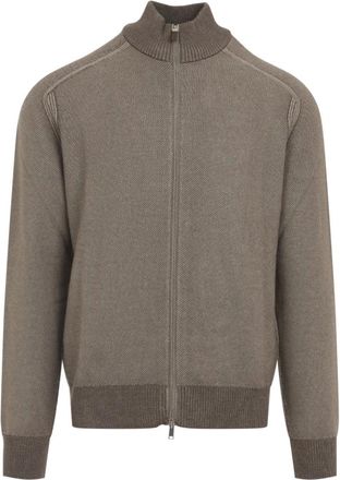 Ermenegildo Zegna Homme, Pulls, Brun, Taille: XL Cashseta Full Zip Cardigan