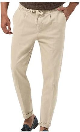 Generic Pantalon de jogging pour homme - Pantalon droit - Couleur unie - D&eacute;contract&eacute; - Boutonni&egrave;re ample - Pantalon daffaires europ&eacute;en et confortable, beige, 