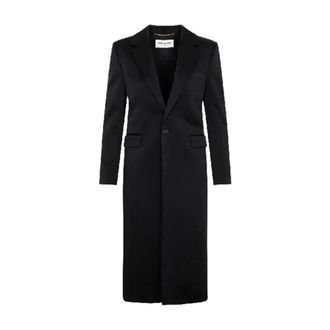 Saint Laurent Satinmantel mit Knopfverschluss - - Coats - Damen - Schwarzk - M