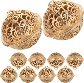 Lurrose 10 St&uuml;ck Galvanisierte Hohle Bastelgl&ouml;ckchen aus Zinnlegierung Kleine Dekorationsglocken f&uuml;r Haustierhalsb&auml;nder Selbstgemacht Anh&auml;nger Weihnachtsbaums