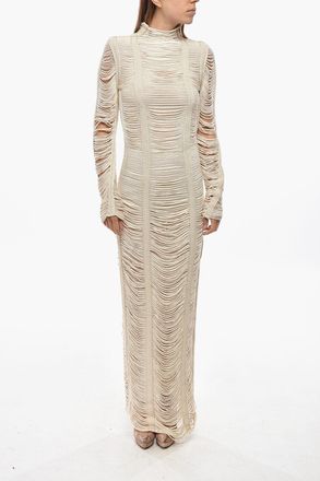 Balmain Maxi enges Macram&eacute;kleid Balmain