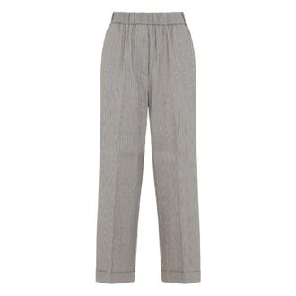 PESERICO Femme, Pantalons, Brun, Taille: 34 FR Pantalon en Twill &agrave; Rayures