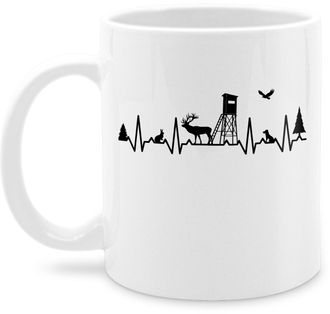 Shirtracer Tasse Tassen 325ml - J&auml;ger Herzschlag Jagd EKG Linie Jagen I J&auml;gergeschenk I Jagd Geschenk Jagdliebe Geschenke J&auml;gerinnen Geschenke J&auml;gerin - 325 ml -