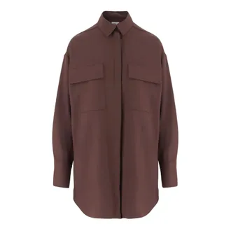 Ql2 Quelledue QL2 Quelledue, Femme, Blouses et Chemises, Brun, Taille: 46 FR Chemise en laine stretch