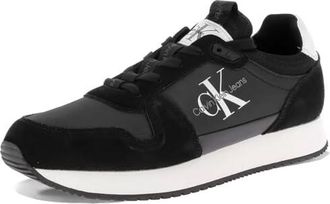 Calvin Klein Jeans Baskets Homme Chaussant &agrave; Revers &agrave; Lacets Nylon-Cuir Chaussures de Sport, Noir (Black/Bright White), 44