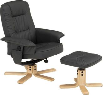 IDIMEX Fauteuil de relaxation avec repose-pieds charly, en synthétique noir et pieds laqué noir