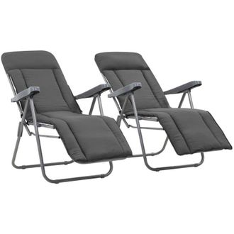 vidaXL Vidaxl - Chaises pliables de jardin avec coussins 2 pcs Gris