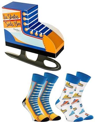 Rainbow Socks Femme Homme Patins à glace drôle Chaussettes - Pour les fans de hockey sur glace - 2 paires - Taille 36-40