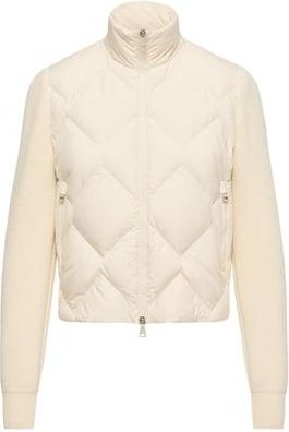 Moncler Cardigan col montant matelass&eacute; en laine m&eacute;lang&eacute;e