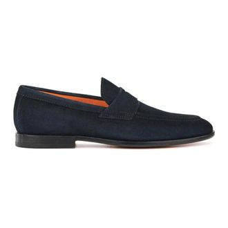 Santoni Blaue Wildleder Slipper Loafers - - Shoes - Herren - Blau - 42 EU