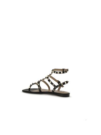 Valentino Garavani Womens Sandals Rockstud Black Calf Leather