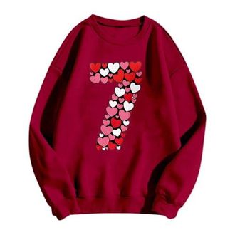 Generic Pull Femme Col Rond Sweatshirt Manches Longues Pull Sans Capuche Haut Saint-Valentin Pull Saint-Valentin Sweatshirt pour Femmes Hommes Dr&ocirc;le Amour Imp