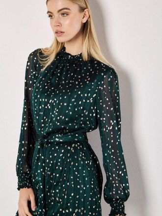 Apricot Minikleid Plisseekleid (2-tlg., Stoffg&uuml;rtel) mit Punkten