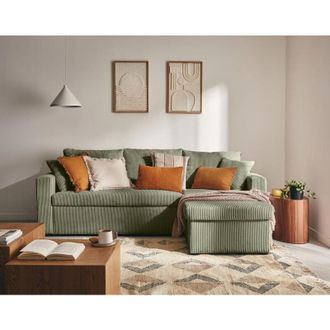 Best Mobilier Cyrus - canapé dangle réversible 4 places - convertible avec coffre - en velours côtelé