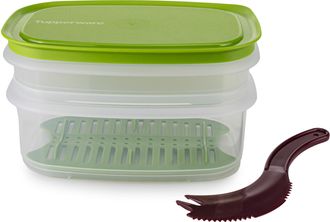 Tupperware Junior-Cool n Fresh Behälter grün 640 ml + 260 ml Kühlschrank Wurstbox Frischhaltebox (inkl. Käsemesser)