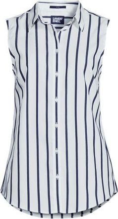 Lands End Bügelleichte ärmellose Hemdbluse, Damen, Größe:40-42 regular, Weiß, Baumwolle, by Lands End