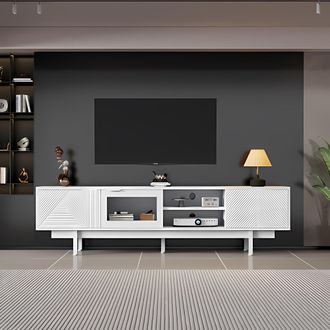 Generic TV Schrank mit T&uuml;ren und Schubladen gro&szlig;er Stauraum Lowboard mit F&auml;chern Medienboard f&uuml;r Wohnraum geeignet f&uuml;r Fernseher bis 80 Zoll Fernsehschrank mi