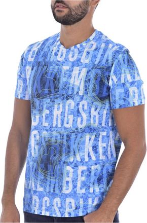 Dirk Bikkembergs Homme, Tops, Bleu, Taille: XS Tee shirt stretch print&eacute;