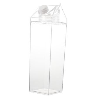 Cabilock Transparente Ps Haus Geformte Milchflasche 1000Ml Mit Auslaufsicherem Deckel F&uuml;r Wasser Saft Und Kalte Getr&auml;nke Ideal F&uuml;r Fitness B&uuml;ro Und Outdoor