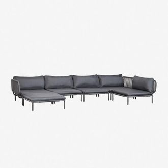 Sklum Sklum - 5-teiliges modulares Garten-Ecksofa und Roubly-Hocker Grau Graphit