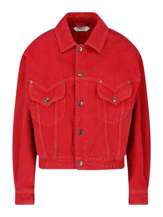 Versace Veste En Jean - Rouge