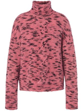 Moschino pull en maille torsadée à col roulé - Rose