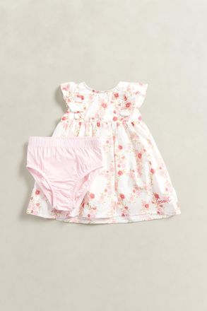 GANT Kinder Girls Set mit gebl&uuml;mtem Kleid und H&ouml;schen (62) Wei&szlig;