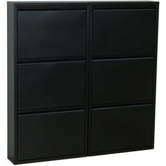 ebuy24 Ebuy24 - Pisa Schuhschrank mit 6 Klappen/T&uuml;ren in Metall schwarz.Fertig montiert geliefert