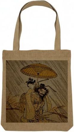 Fabulous Sac Shopping Tote Bag Aspect Lin - Harunobu Shoki Art Japonais Estampe Demon Beaux Arts - Sac de Courses Toile Epaisse 360g Beige Naturel Cabas Port&eacute; 