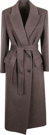 Brunello Cucinelli Manteau Ceintur&eacute; &agrave; Double Boutonnage - Femme - Manteaux - Brun - Taille: 38 FR