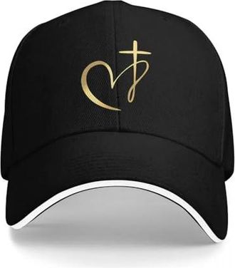 Generic Casquette Homme, Casquette Christian 1 &agrave; Motif Respirant Heart Cross Print Casquette f&eacute;minine Casquette de Baseball f&eacute;minine Cadeau