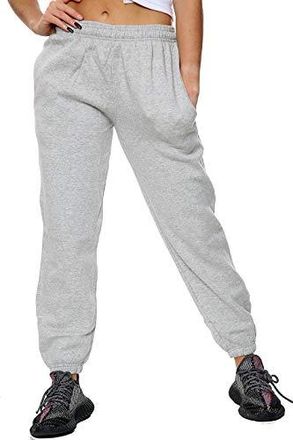 SKYTEX UK Pantalon de jogging d&eacute;contract&eacute; en polaire pour femme avec ourlet &eacute;lastique - Gris - 42